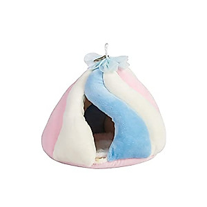 ABLAZEZAI Small Animal Hammock Cage Accessories Hamster Warm Bed Sleeping Nest Plush Hut Hideout Cave Hanging Cage Toy for Gerbil Dwarf Mice Rat Sugar Glider (Small)