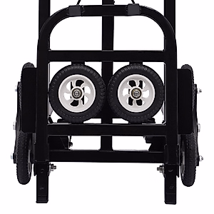 Stair Climbing Cart Portable Climbing Cart 330 LBS Three-Wheel Chassis Portable Stair Climber Hand Truck Heavy Duty with 10 Wheels (Black-330 lbs-10 Wheels)