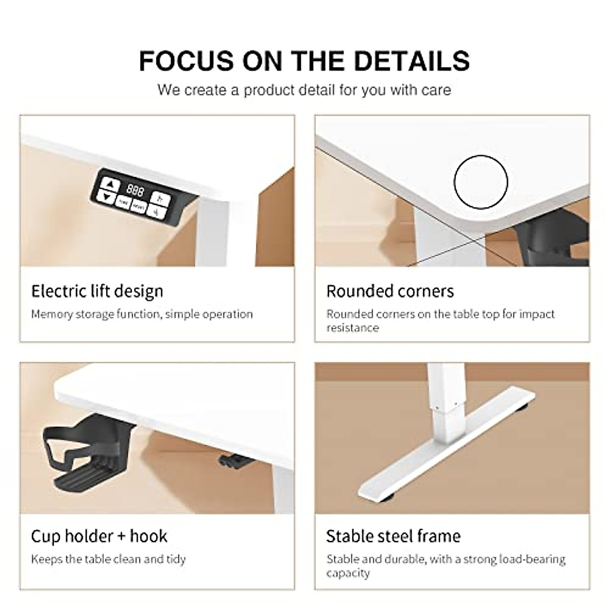 LCVXYERQ 55x24inch Adjustable Desk Electric Standing Desk Sit Stand up Desk Height Adjustable Home Office Workstation Memory Preset with Splice Table Plate White