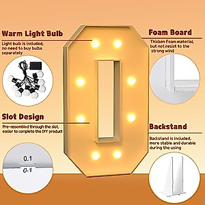imprsv 3FT Marquee Light Up Numbers, Marquee Numbers for 10th 30th Birthday Decorations Anniversary Party Decor, Mosaic Numbers for Balloons Number 0, Marquee light up letters, Pre-Cut Foam Board Kit