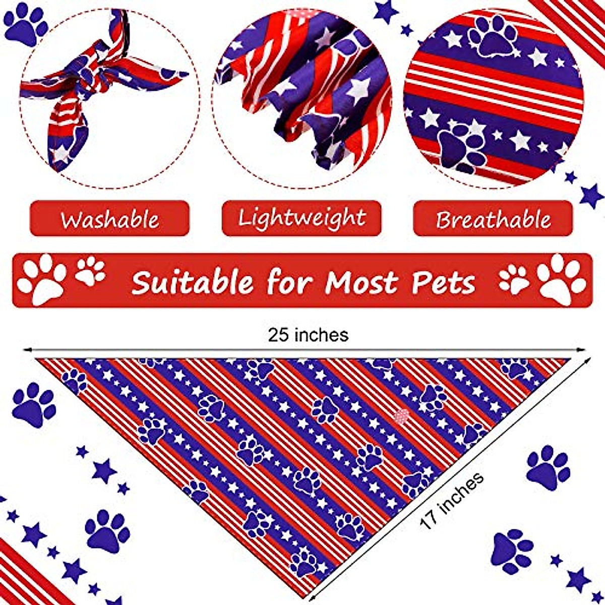 9 Pieces Holidays Dog Bandanas Patriotic Dog Bandanas 4th of July Dog Bandanas Adjustable Dog Scarf Washable Dog Scarves for Thanksgiving Halloween Christmas PET Costume Supply (Fresh Pattern)