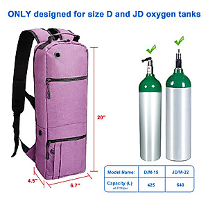 iGuerburn Oxygen Tank Backpack Size D, Portable Oxygen Backpack for D/M15 JD/M22 Cylinder Bag O2 Tank Carrier Holder for Travel (Purple)