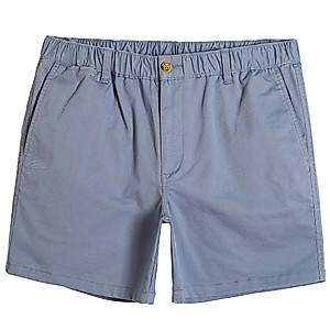 maamgic Men's Classic-fit 5.5" Cotton Casual Shorts Elastic Waistband with Multi-Pocket Daily Wear Walking Summer Outfit Blue 32