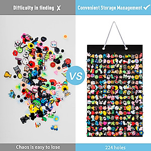 PACMAXI Shoe Charms Organizer, Hanging Shoe Charm Holder with 224 Holes, Shoe Decoration Shoe Charms Display, Wall Mounted Display Holder for Shoe Charms(Shoe Charms Not Included) (Black)