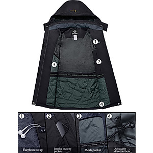 GEMYSE Women's Mountain Waterproof Ski Snow Jacket Winter Windproof Rain Coat Outdoor Hiking Windbreaker(Black 8301,X-Large)