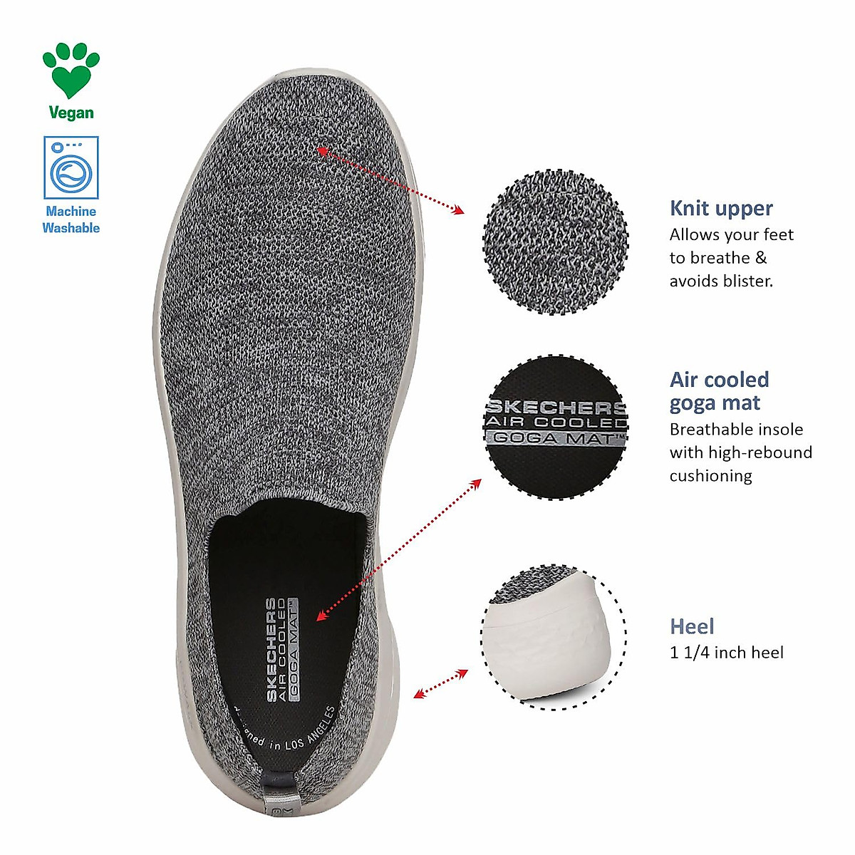 Skechers Women's GO Walk Flex-Vella Sneaker, Charcoal, 9