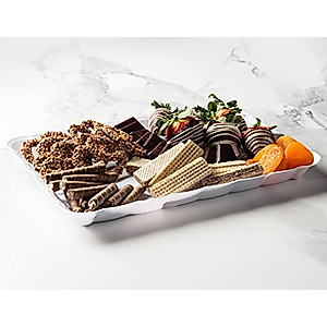 Plastic Serving Trays 9" X 13" Rectangle Serving Platters 4-Pack White Party Tray Durable Serving Platter - Disposable Serving Food Tray - Rectangular Cake, Fruit, Cookie Tray - Posh Setting