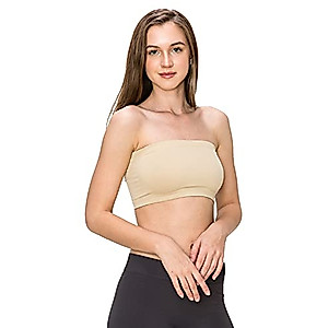 Kurve Seamless Bandeau Tube top - UV Protective Fabric, Rated UPF 50+ (Non-Padded) Made in USA, Black/White/Pebble Set, Medium/Large
