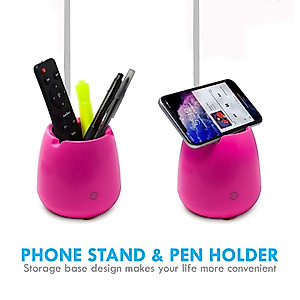 Aduro U-Light Aduro U-Light Desk Lamp Table Light with Wireless Speaker & Phone Stand Desk Organizer, Flexible Gooseneck Table Lamp - Perfect for Home Office Pink