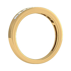 1/2 Carat Channel Set Princess Cut Diamond Wedding Band Ring in 14K Yellow Gold (Ring Size 6.5)