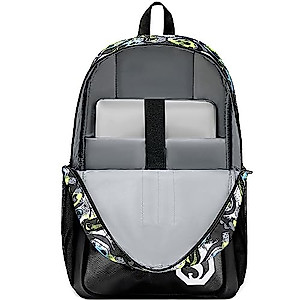 CAMTOP School Backpack Kids Boys Soccer Bookbag Set Student Backpack with Lunch Box and Pencil Case (Football,Graffiti Print)