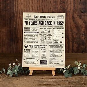 RollupJoy Funny 70th Birthday Gifts for Men Women, Jumbo 70th Birthday Card for Dad Mom Husband Wife Friends, 70 Years Ago Back in 1952 Card