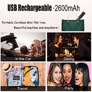 2 in 1 Professional Hair Straightener and Curler USB Rechargeable Shutdown and Boot Protection Function Flat Iron for Hair Ceramic Heating Material for Styling (Matte Black)