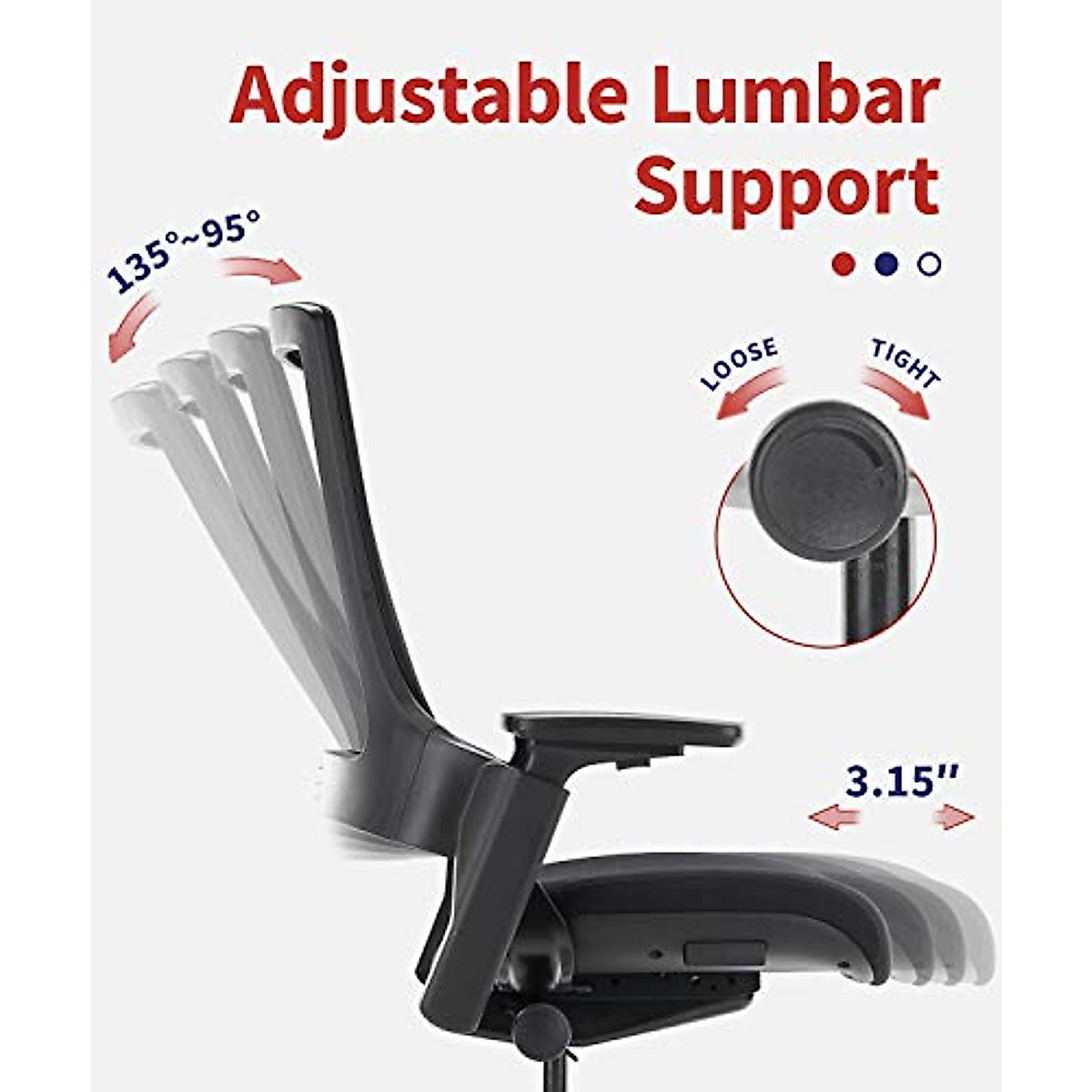 CLATINA Ergonomic High Swivel Executive Chair with Adjustable Height 3D Arm Rest Lumbar Support and Mesh Back for Home Office Black BIFMA Certification No. 5.1
