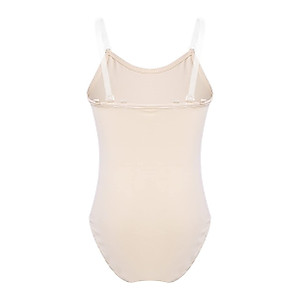 dPois Kids Girls Basic Ballet Leotard Gymnastics Dance Unitard One Piece Strechy Bodysuit Dancewear Activewear Nude 7-8 Years