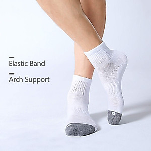 FITRELL 6 Pack Men's Ankle Socks Athletic Cushioned Sports Running Socks, Shoe Size 9-12, White