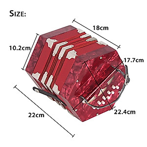 Btuty Accordion Acordeon Concertina Accordion Instrument Acordion 20-Button 40-Reed Anglo Style with Carrying Bag (Red)