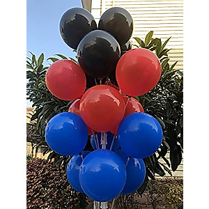 JODIDI 100 Pcs 12 Inch Red Royal Blue Black Latex Balloons Decoration, Birthday Wedding Baby Shower Party Balloons Decoration(Red Blue Black)