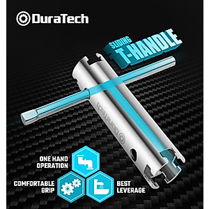DURATECH Long Reach Basket Strainer Wrench, Universal Sink Strainer Wrench with Sliding Handle, Double End, 1/2" & 3/8 "