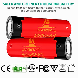 DULEX 3.7V Lithium ion Rechargeable Batteries Charger for LED Flashlights, Toys, Doorbells, Handheld Mini Fan, Headlamps and Other Household Devices.