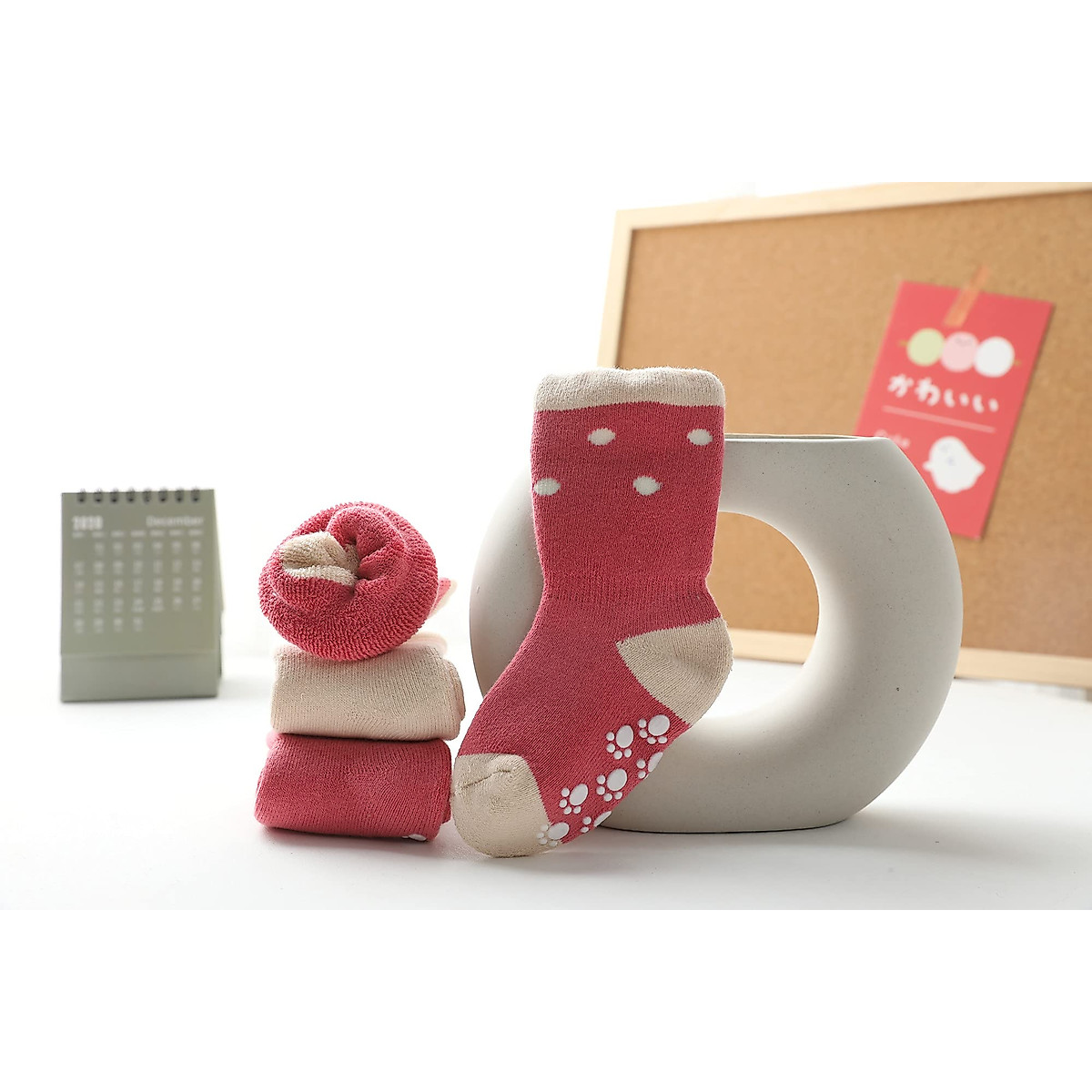 J Poqobog Baby Toddler Kids Unisex Warm Thick Cotton Socks Set 6-Pack Non Slip/Anti Skid Boys Girls (Christmas, 1-3years)