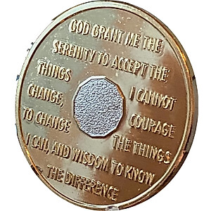 25 Year AA Medallion Large 1.5 Inch 22K Bi-Plated Gold and Nickel Plated Sobriety Chip