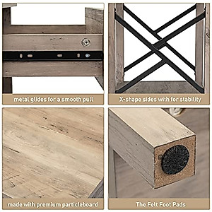 JAXPETY Set of 2 Wood Nightstand, Bedside Table with Drawer, Bedside Furniture, Night Stand, End Table, Side Table with Solid Wood Legs for Home Bedroom(Grey)