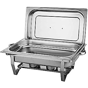 UZOURI Stainless Steel Chafing Dish Sets, 11L Rectangle Chafing Dish Set Food Warmer Buffet with Food Pans Fuel Holders, for Buffet Catering Kitchen Party