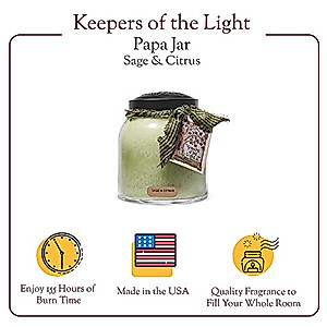 A Cheerful Giver - Sage & Citrus Papa Scented Glass Jar Candle (34oz) with Lid & True to Life Fragrance Made in USA