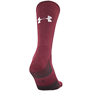 Under Armour Team Crew Socks, 1-pair, Cardinal, Shoe Size: Mens 4-8, Womens 6-9
