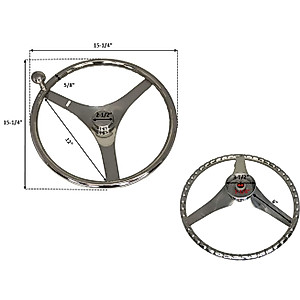 Pactrade Marine Boat 3 Spoke SS Sports Steering Wheel Turning Knob Finger Grips, 15-1/2" L