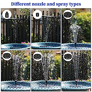 3.5W Solar Fountain Pump with 1500mAh Battery, Solar Bird Bath Fountain with 6 Nozzles, Solar Floating Water Fountain Pump for Bird Bath, Garden, Fish Tank, Pond, Pool and Outdoor (3.5WPumm), Black