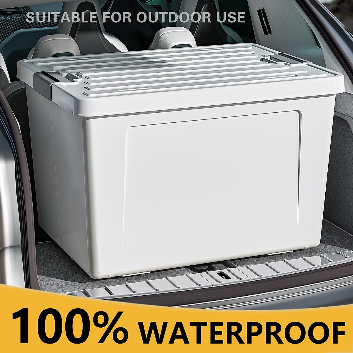 AnHome Heavy Duty Storage Container Clear Plastic Storage Bins Waterproof Foldable Utility Tote Organizing Container Box with Buckle Down Lid Collapsible Storage Box for Clothes Garage Outdoor Etc