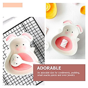 SHERCHPRY Rabbit Shape Foods Bowl Ceramic Fruit Bowl Bunny Candy Dish Snack Dessert Bowl Foods Serving Container for Spring Easter Party Tableware