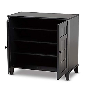 BOWERY HILL Contemporary 4-Shelf Wood Shoe Cabinet in Dark Gray