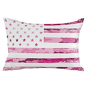 Funnywall88 Waterproof Throw Pillow Covers Set of 2 Independence Day Pink Camo American Flag Patriotic Couch Pillow Cases Outdoor Sofa Cushion Cover Home Decor for Bed Living Room, 20" x 12"