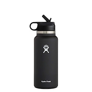 Hydro Flask 32 oz Wide Mouth Straw Lid Black