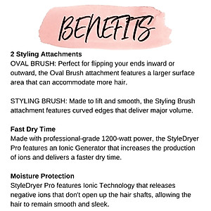 Calista Tools Calista StyleDryer Pro Custom Blowout, 2-in-1 Styling Tool, Blow Dryer and Styling Brush for All Hair Types, Includes 2 Brush Attachments, Powder Pink, 2", Medium, 1 ct.