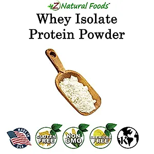 Whey Protein Isolate - Unflavored - All Natural Protein Powder Made in The USA - Mix in A Smoothie, Shake, Drink, Or Recipe - Hormone Free, Unsweetened, Non GMO, Kosher & Gluten Free - 1 lb