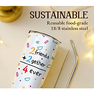 Onebttl Funny Friend Gifts for Women, BFF Gifts for Women, Gifts for Best Friend - Friends Coffee Mugs - Friends Forever - Birthday, Christmas Gifts for Her - 20oz Stainless Steel Travel Cup