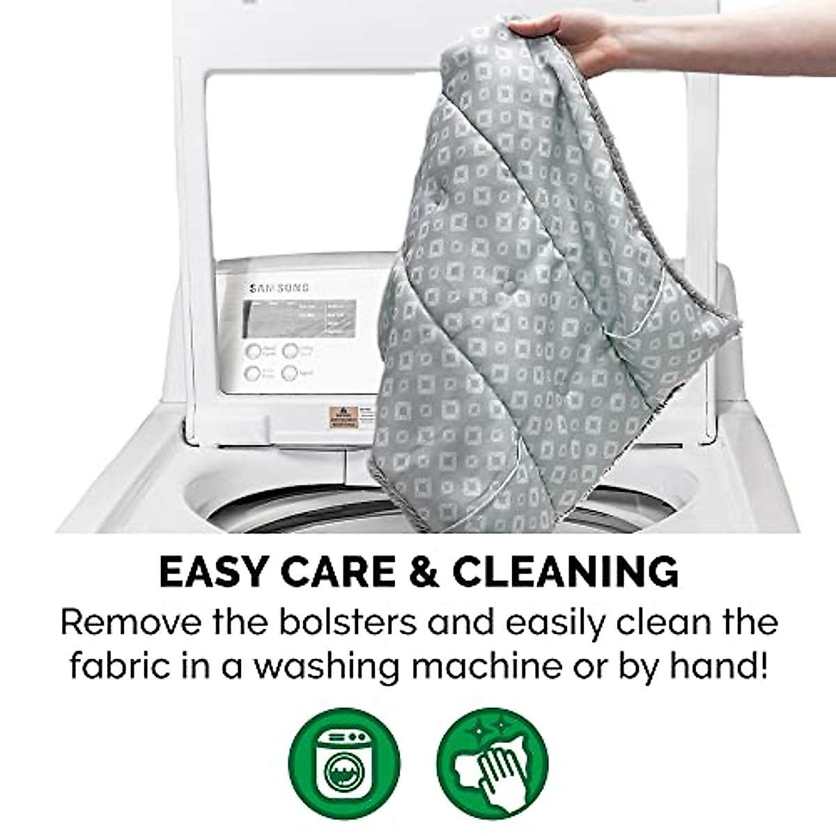 Furhaven Cat Bed for Indoor Cats, Washable w/ Removable Bolsters, For Pets Up to 9 lbs - Plush & Diamond Print Cuddle Loaf Mat - Gray, Small