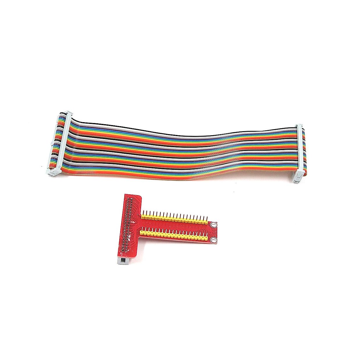 Quluxe 2 Set RPi GPIO Breakout Expansion Board + Ribbon Cable + Assembled T Type GPIO Adapter FC40 40pin Flat Ribbon Cable for Raspberry Pi B+ Kit