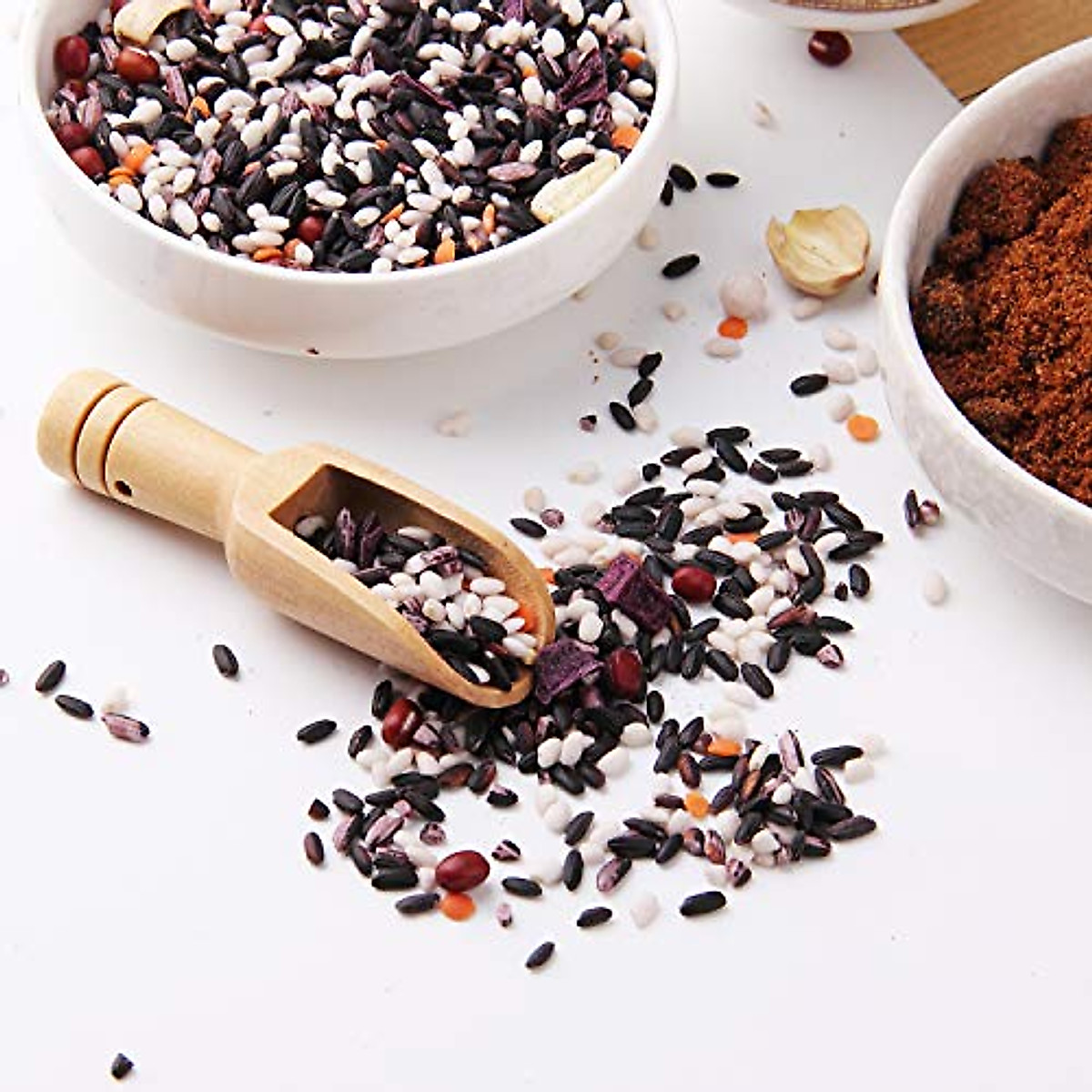 sansheng Small Wooden Scoops, Little Wooden Spoons for Jars/Bath Salts(12PCS)3 inches long