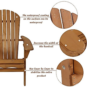 HomeClever Folding Wooden Adirondack Chair Patio Chairs Lounger Weather Resistant Accent Furniture wArms Solid Heavy Duty Modern Lawn for Deck, Backyard, Garden Natural Set of 2