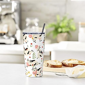 Yaxongx 20oz Tumbler Cow Mood Double Wall Vacuum Insulated Coffee Mug with Lid and Metal Straw Brush Reusable Stainless Steel Water Bottle Travel Cup Gifts for Car Ice Drinks Hot Beverage