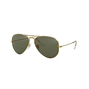 Ray-Ban RB3025 Classic Aviator Sunglasses, Gold/Green Polarized, 58 mm