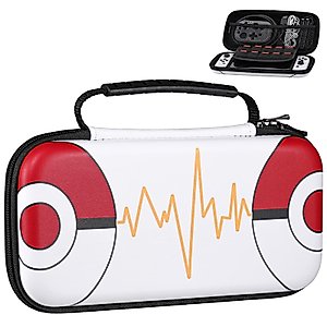 MoKo Carrying Case for Nintendo Switch OLED Model 2021/Nintendo Switch, Hard Shell Portable Travel Carry Case w/10 Game Card Slots Compatible with Nintendo Switch Console & Accessories, Pokeball