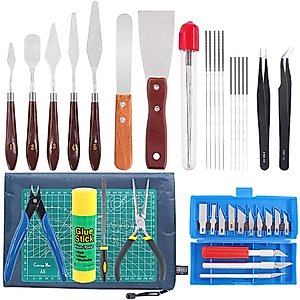 Rustark 40 Piece 3D Printer Accessories Tool Kit, Spatulas,Tweezers,File, Needles,Cutting Mat and More 3D Printing Tools for Removal, Clean-up, Finish 3D Printers