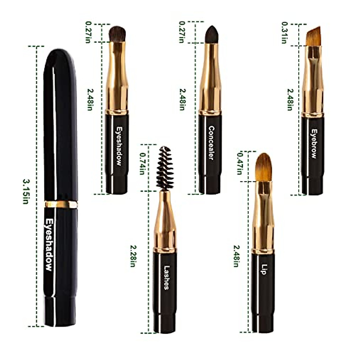 Velony Vacay Eye Makeup Brush Set, Travel Size Makeup Brush Eyebrow Makeup Brushes for Eyeshadow, Concealer, Lashes, Lip, 5 Piece Set