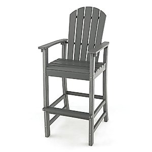 ORALNER Tall Adirondack Chairs, Outdoor High Back Balcony Chair, Weather Resistant HDPE Resin Plastic Bar Height Stools, 360 LBS Lifeguard Chair for Pool Patio Deck Backyard (1, Grey)